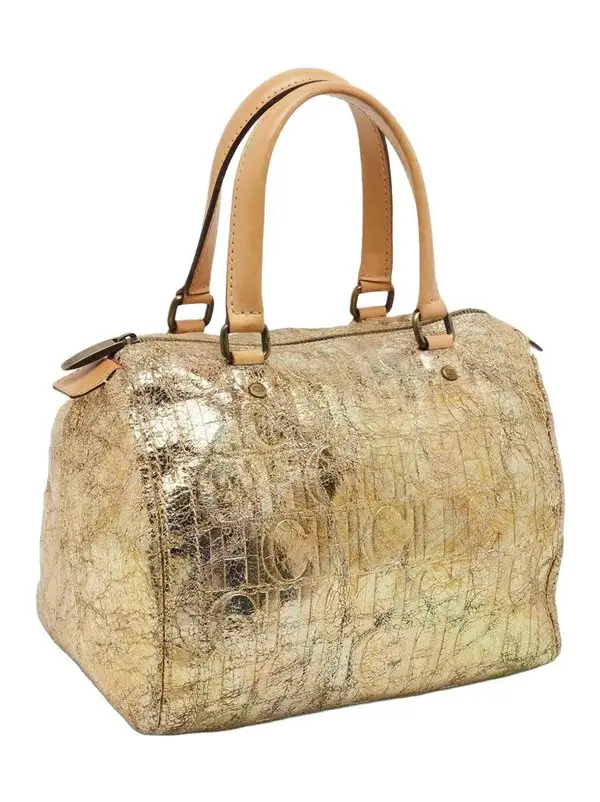 Carolina Herrera Andy Boston Monogram-embossed Handbag - Gold