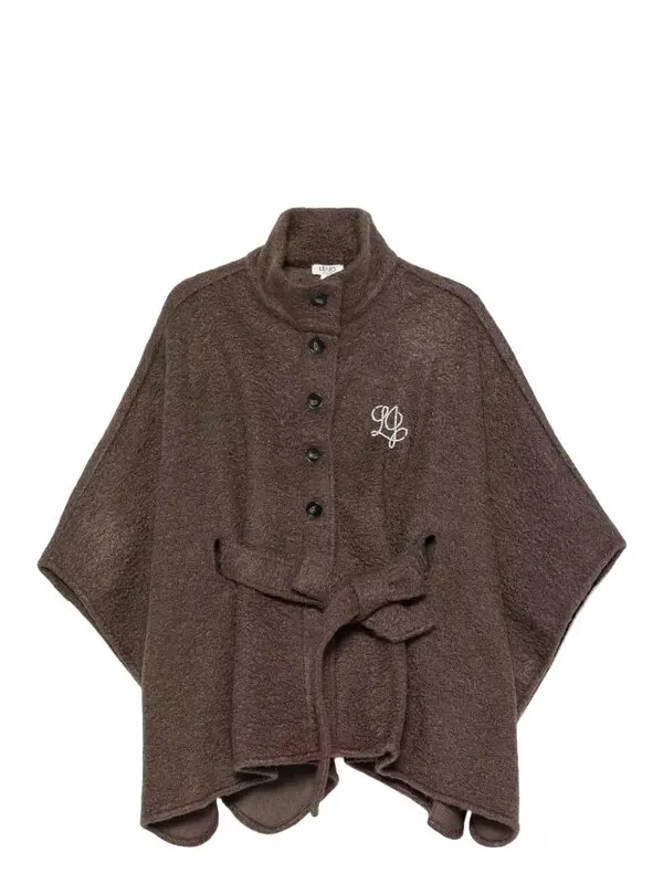 Liu Jo Belted Logo-embellished Cape - Brown