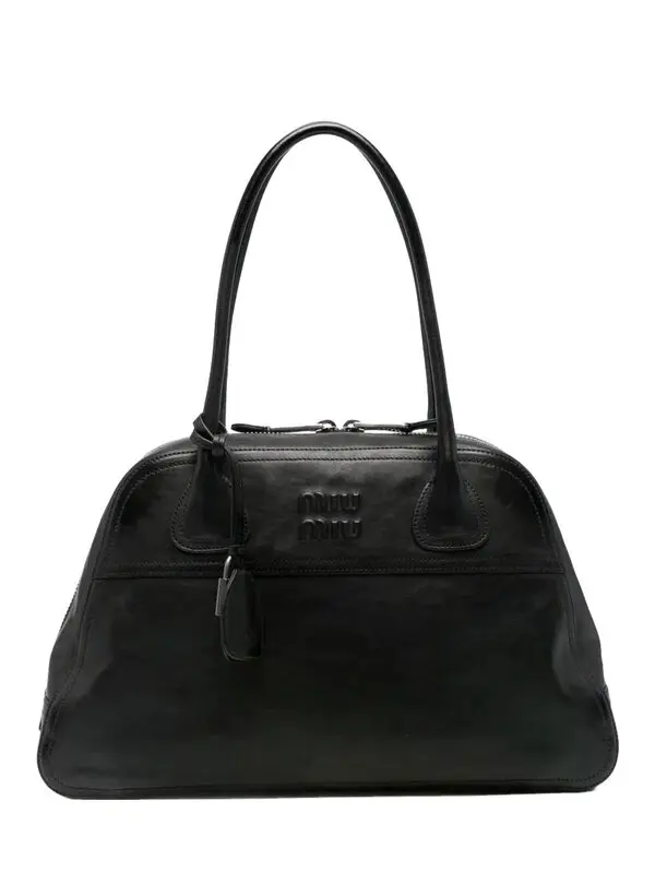 Miu Miu Logo-embossed Leather Shoulder Bag - Black