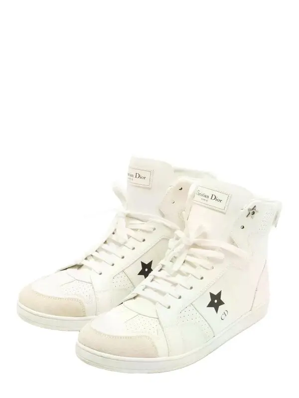 Dior Star Lace-up High-top Sneakers - White