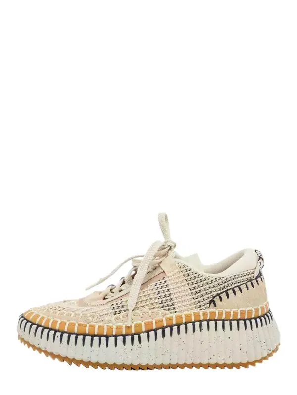Chloé Woven Lace-up Platform Sneakers - Neutrals