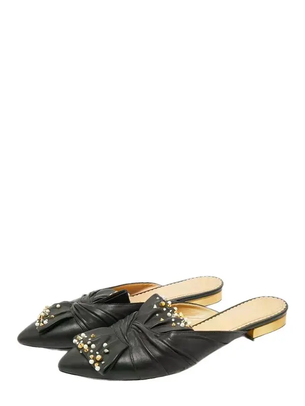 CHARLOTTE OLYMPIA Spike-embellished Knotted Mules - Black