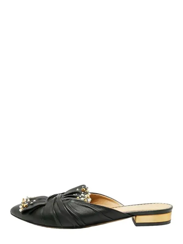 CHARLOTTE OLYMPIA Spike-embellished Knotted Mules - Black