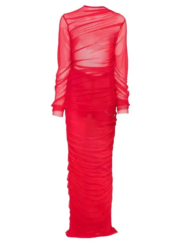 ATU BODY COUTURE Ruched Bead-embellished Maxi Dress - Red