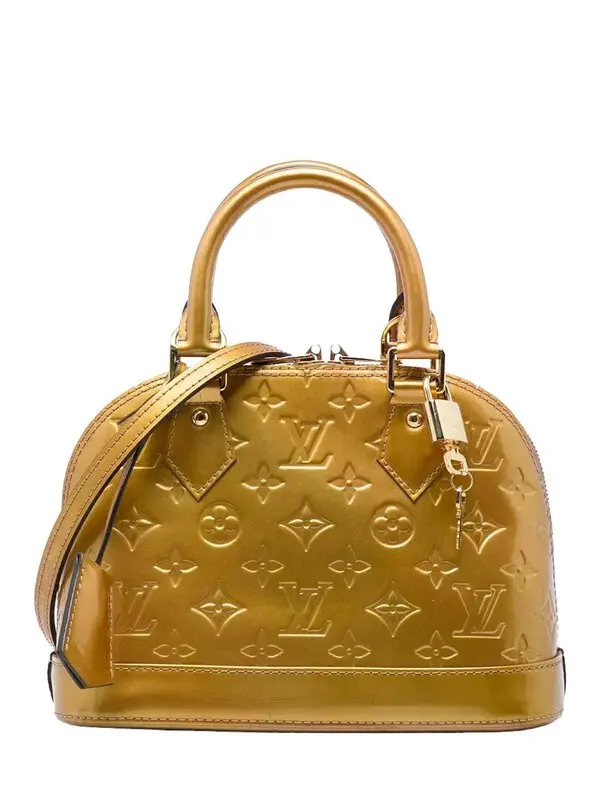 LOUIS VUITTON Monogram Vernis Alma Bb Satchel - Gold