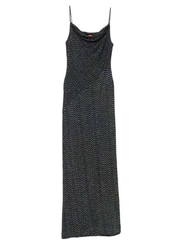 Missoni Zigzag-knit Cowl-neck Maxi Dress - Blue