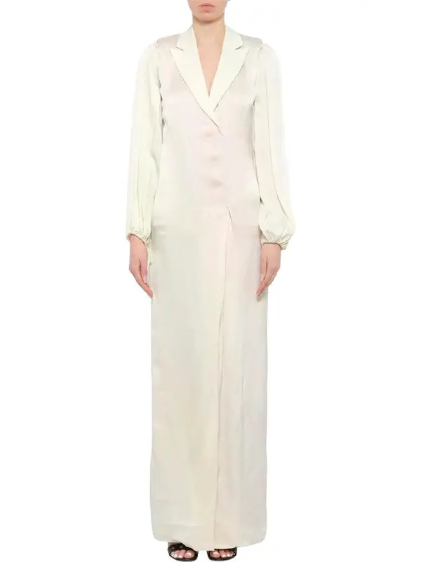 LANVIN Satin Long Sleeve Dress - Neutrals
