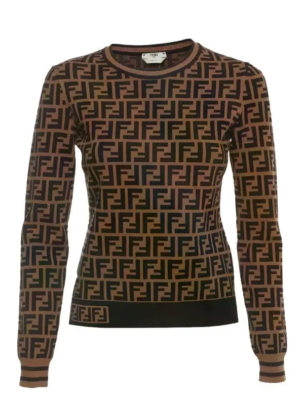 Fendi Zucca Pattern Knit Sweater - Brown