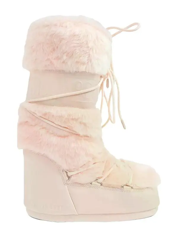 Moon Boot Faux-fur Lace-up Boots - Pink
