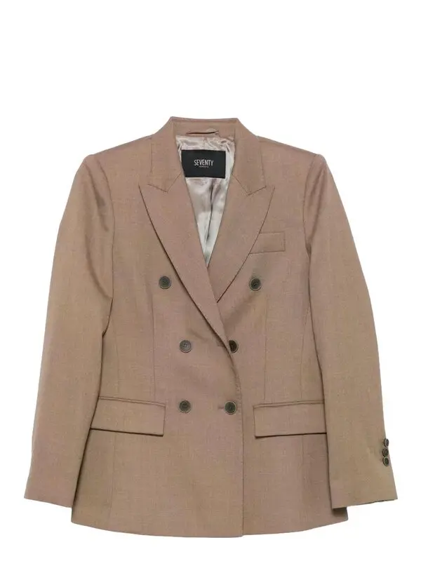 Seventy Double-breasted Peak Lapel Blazer - Brown