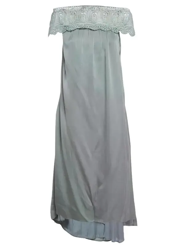 SELF-PORTRAIT Lace-trim Off-shoulder Maxi Dress - Blue