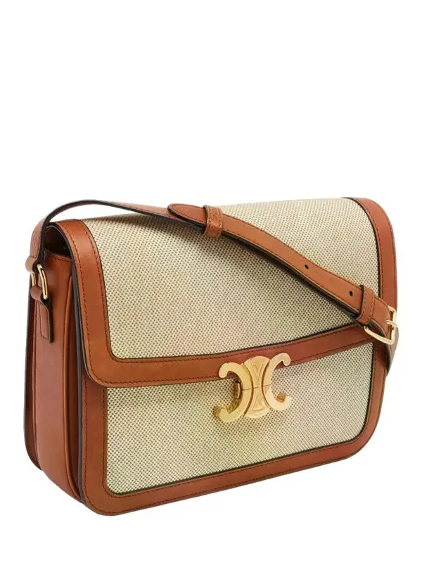 Celine Triomphe Logo Plaque Shoulder Bag - Neutrals