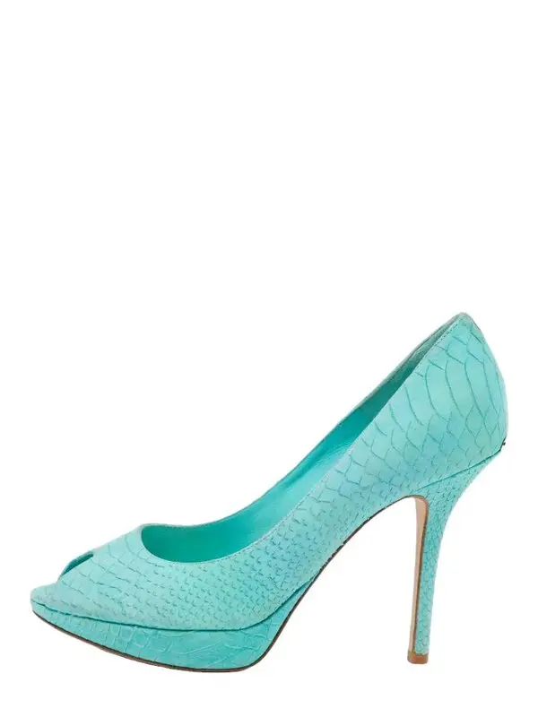 Dior Miss Python-embossed Peep Toe Pumps - Blue
