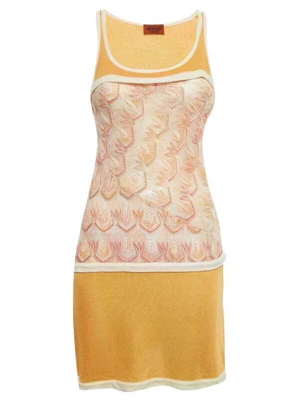 Missoni Mini Crochet Tiered Dress - Orange