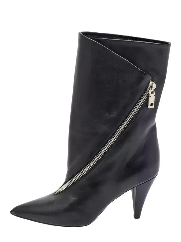 Givenchy Leather Pointed Toe Sculpted Heel Ankle Boots - Black
