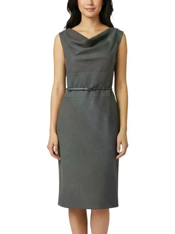 Giorgio Armani Sleeveless Belted Wool Dress - Grey
