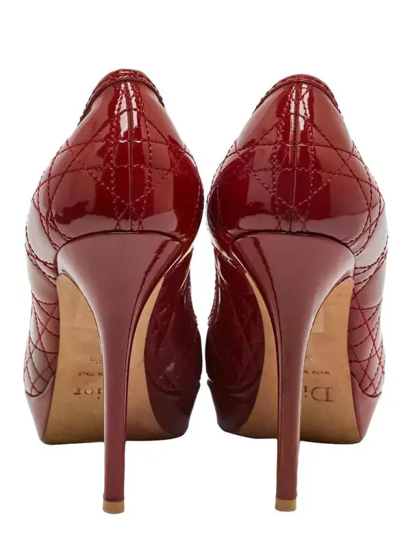 Dior Cannage Quilting Peep-toe Pumps - Red