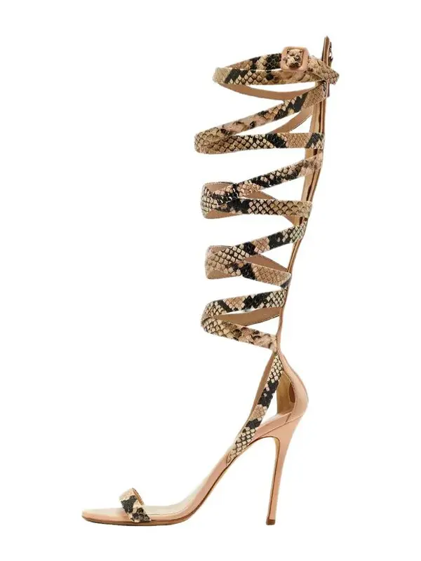 GIUSEPPE ZANOTTI Python-embossed Gladiator Sandals - Neutrals