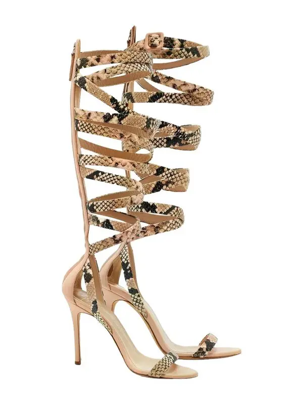 GIUSEPPE ZANOTTI Python-embossed Gladiator Sandals - Neutrals