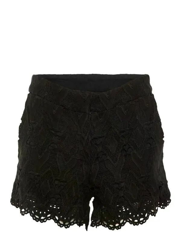 Maje Lace Scalloped Shorts - Black