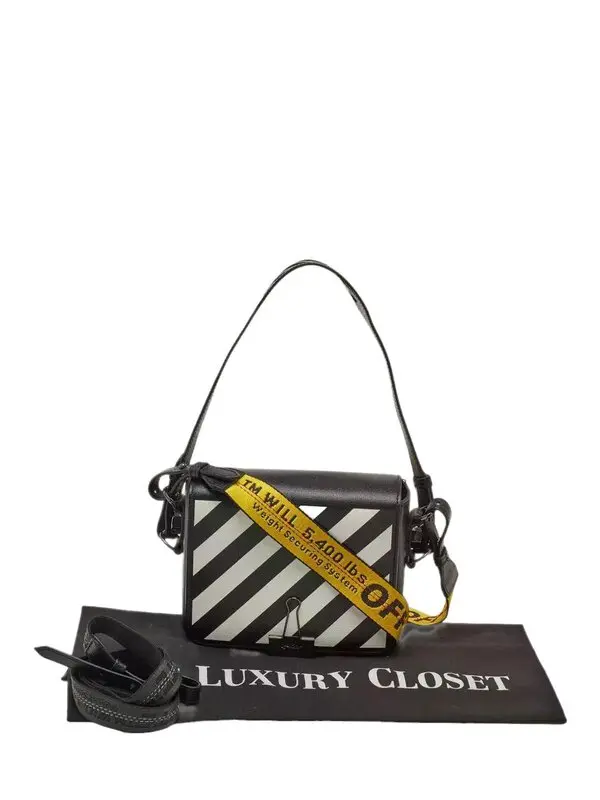 Off-White Medium Binder Clip Diagonal Print Shoulder Bag - Black