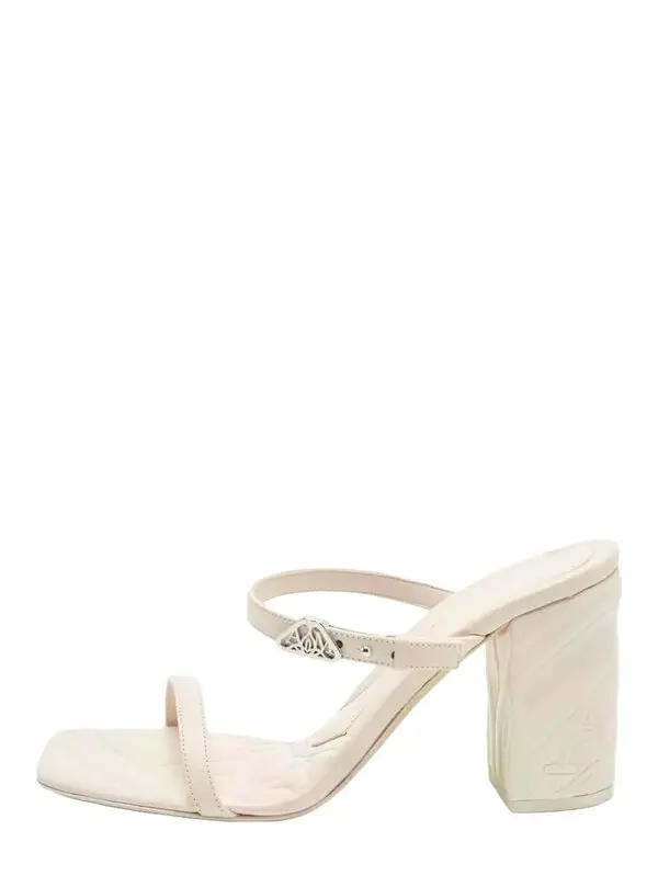 Alexander McQueen Leather Block Heel Sandals - White
