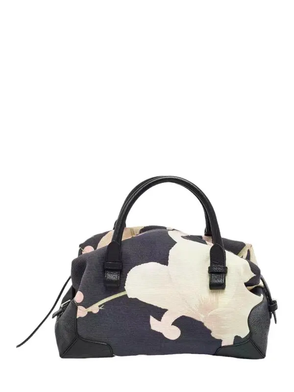 FERRAGAMO Floral-print Satchel Bag - Black