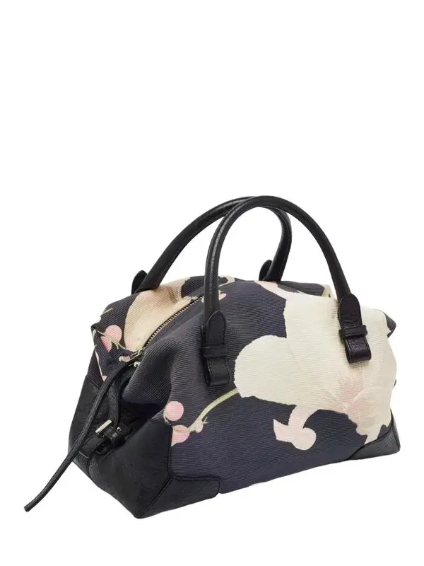 FERRAGAMO Floral-print Satchel Bag - Black