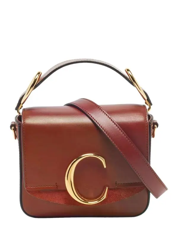 Chloé Mini C Suede-panelled Shoulder Bag - Brown
