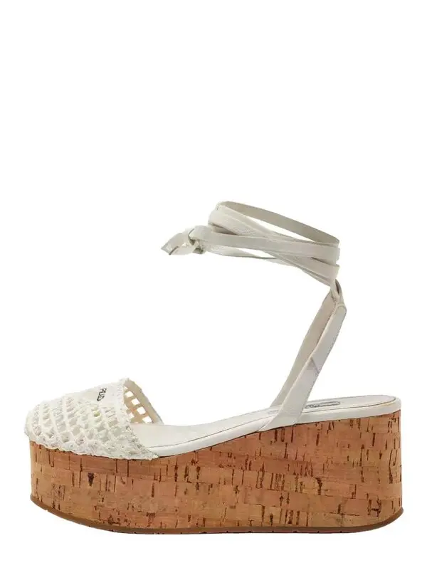 Prada Raffia Platform Sandals - White
