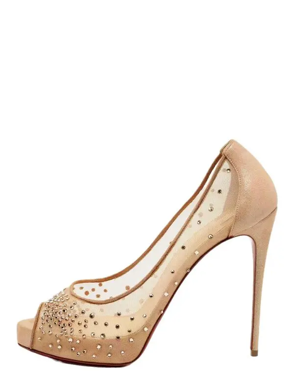 CHRISTIAN LOUBOUTIN Very Strass Peep-toe Pumps - Neutrals