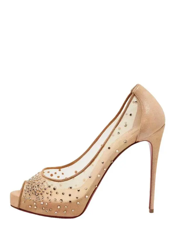 CHRISTIAN LOUBOUTIN Very Strass Peep-toe Pumps - Neutrals