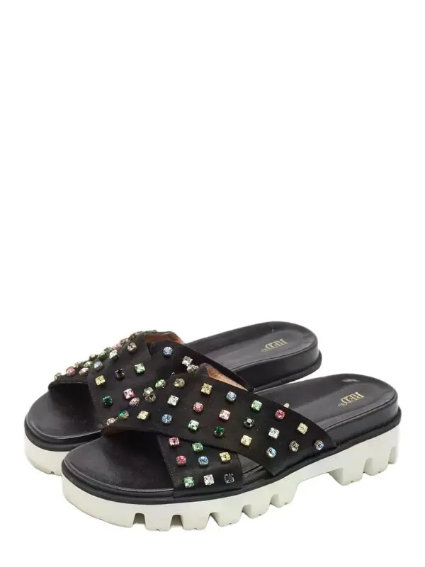 Valentino Garavani Embellished Criss-cross Platform Sandals - Black