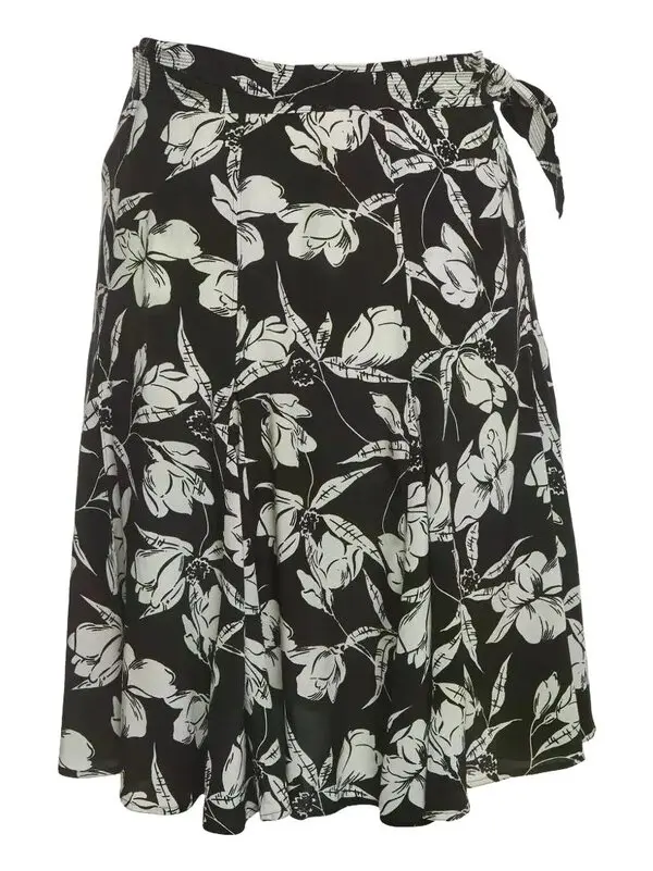 Polo Ralph Lauren Mini Floral Print Wrap Skirt - Black