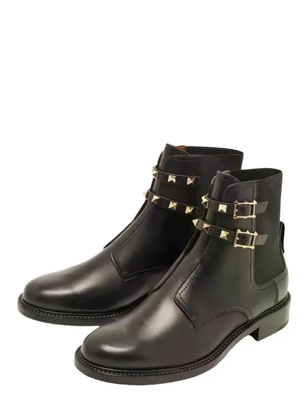 Valentino Garavani Rockstud Buckle Ankle Boots - Black