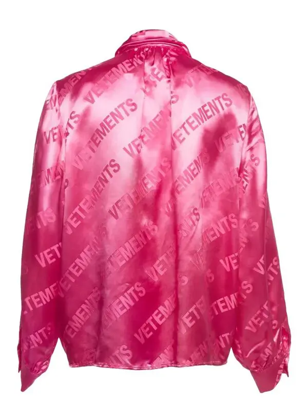 Vetements Logo Jacquard Neck-tie Blouse - Pink
