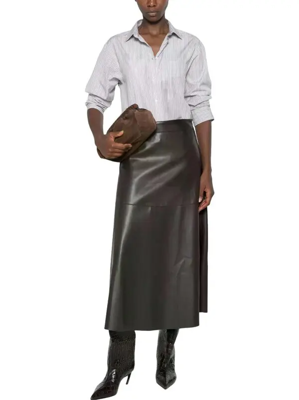 Alpha Studio Panelled Midi Skirt - Brown