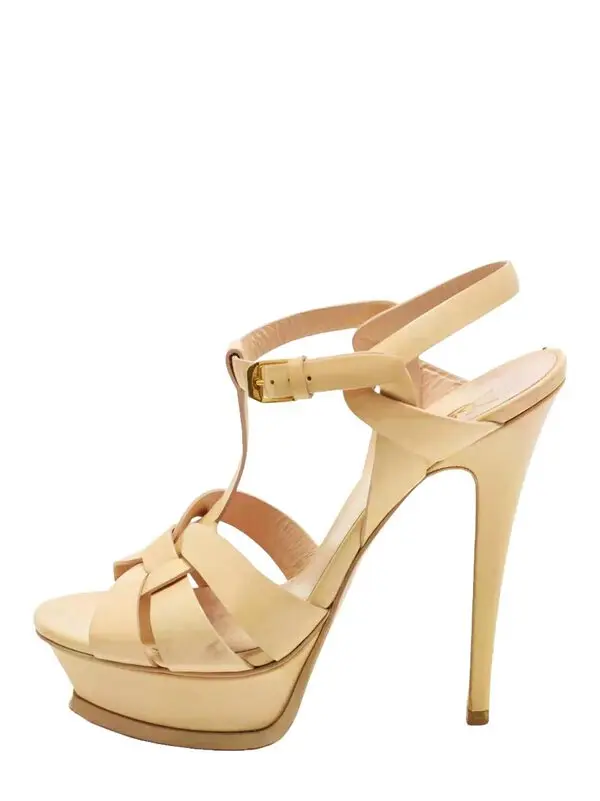 Saint Laurent Tribute Knotted Platform Sandals - Neutrals