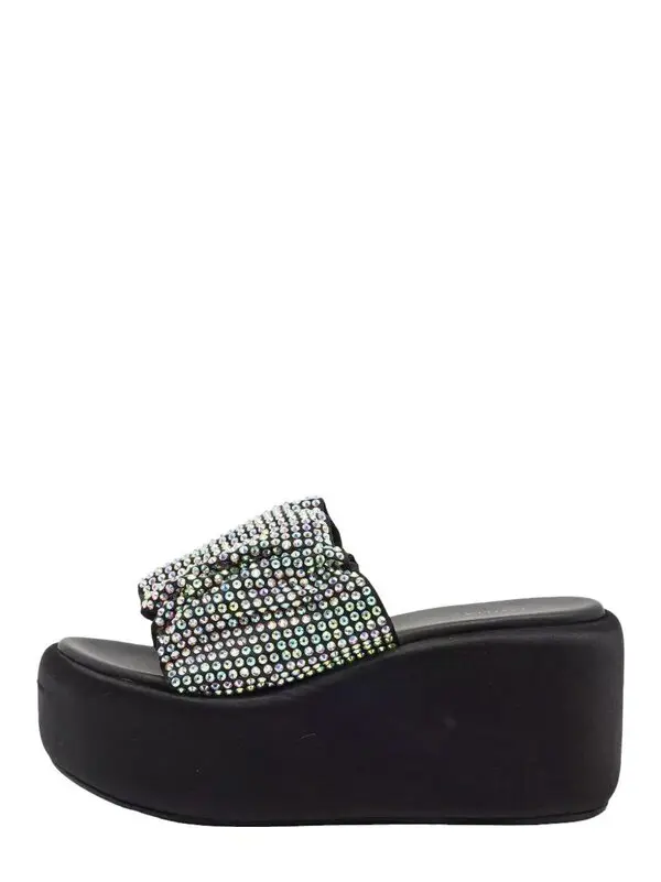 LE SILLA Crystal-embellished Wedge Sandals - Black