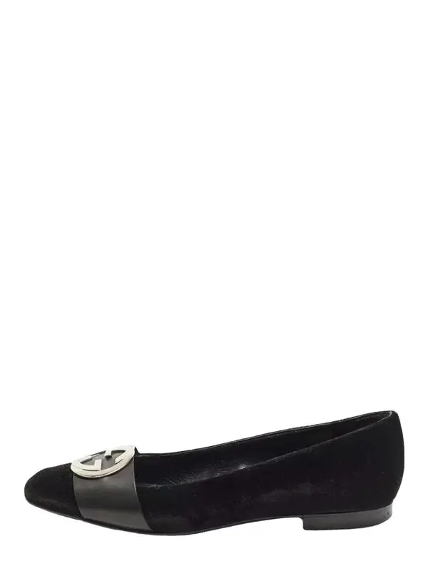 Gucci Gg Medallion Velvet Ballet Flats - Black