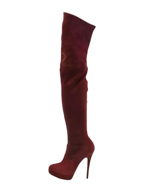 Casadei Suede Over-the-knee Boots - Red