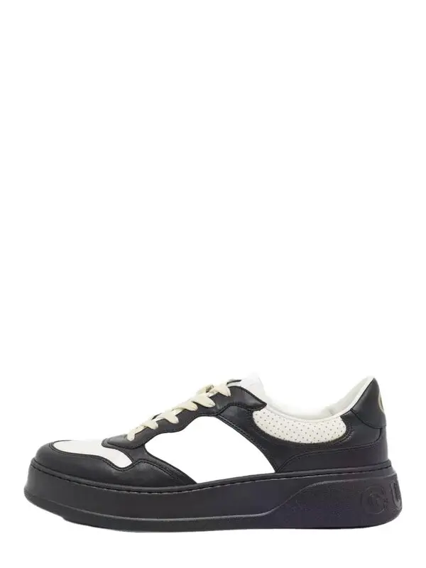 Gucci Jumbo Gg Motif Leather Lace-up Sneakers - Black