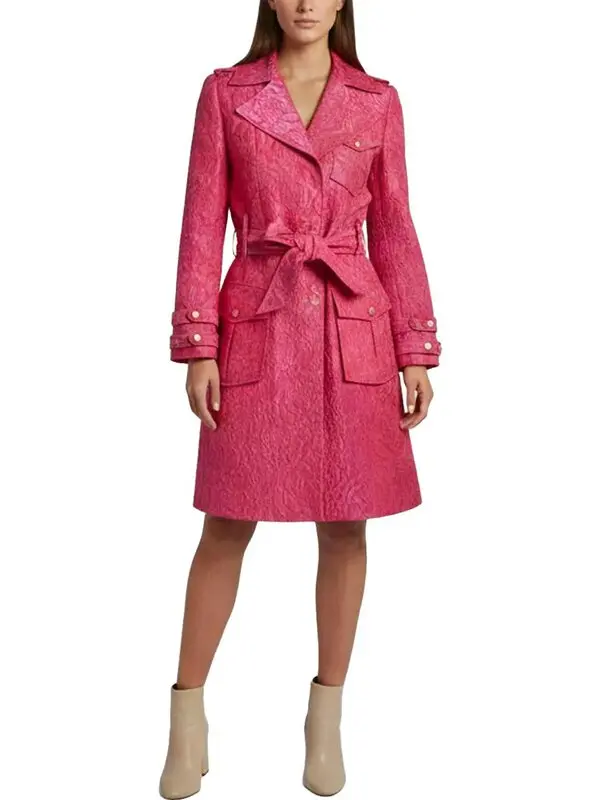 Alice + Olivia Floral Jacquard Belted Trench Coat - Pink