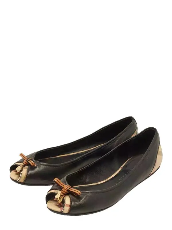 Burberry Peep-toe Ballet Flats - Black