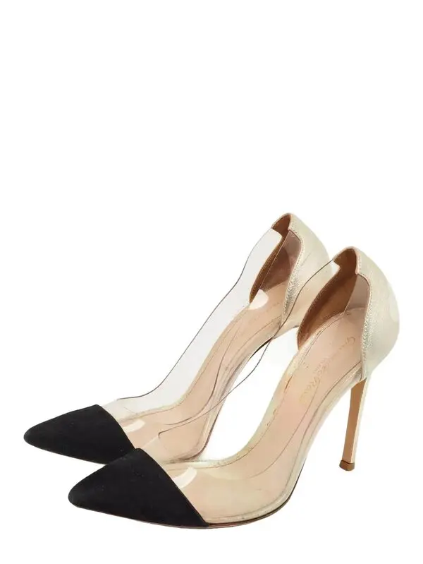 GIANVITO ROSSI Plexi Pointed Pumps - Gold