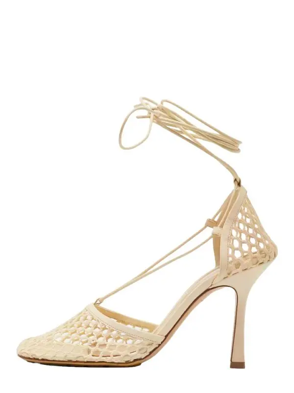 Bottega Veneta Cream Stretch Ankle Strap Pumps - White