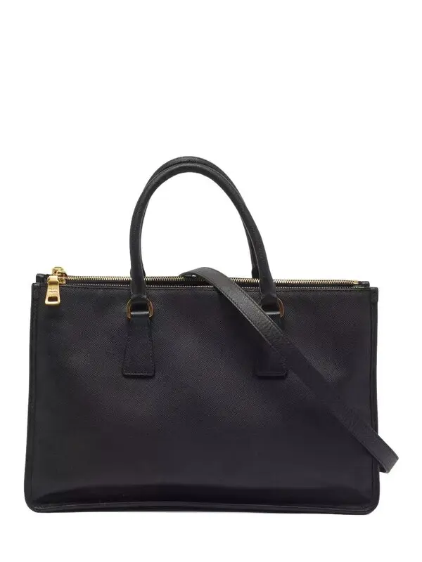 Prada Logo Plaque Double Zip Handbag - Black