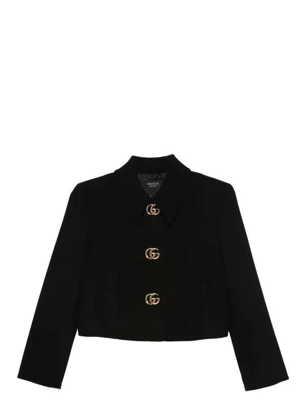 Gucci Logo Button Cropped Jacket - Black
