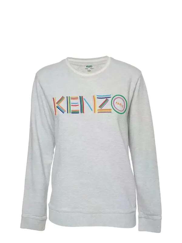 Kenzo Crewneck Logo Embroidered Sweatshirt - Grey