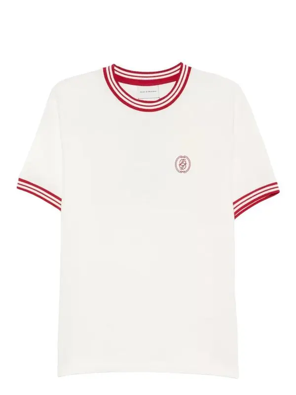 Drole De Monsieur Logo-embroidered Striped-trim T-shirt - White